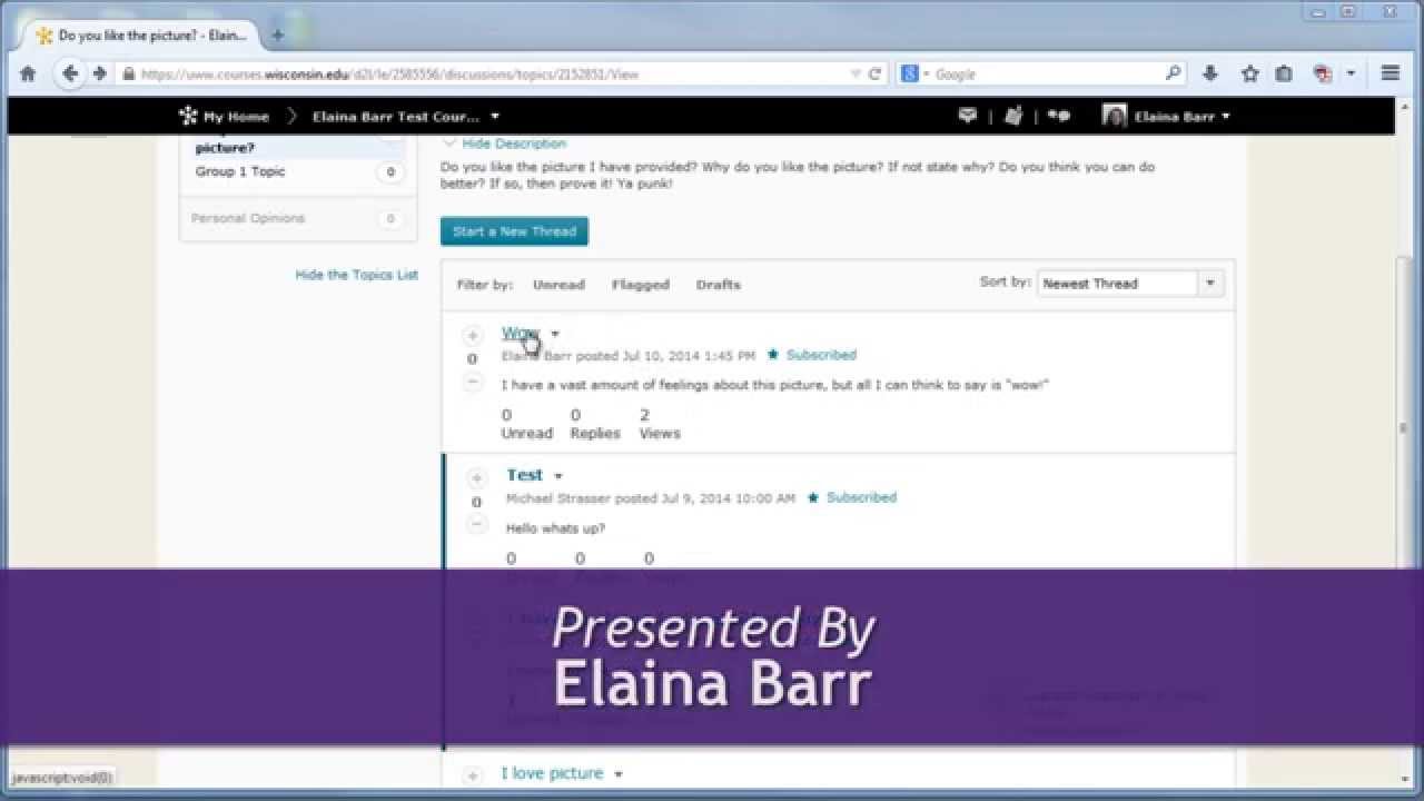 Desire2Learn v10.3 Discussions How to Reply - YouTube