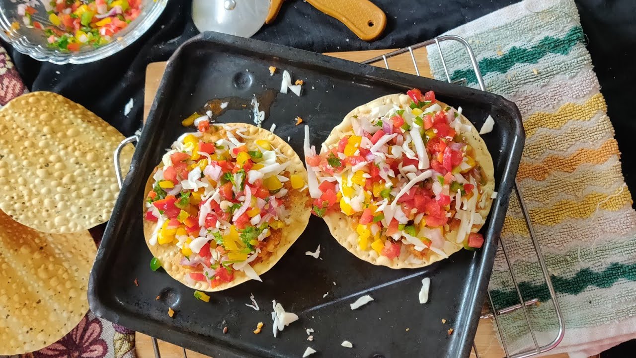Mexican Tostada's Made With Papad |Open Mexian Tacos| Papad Recipe ...