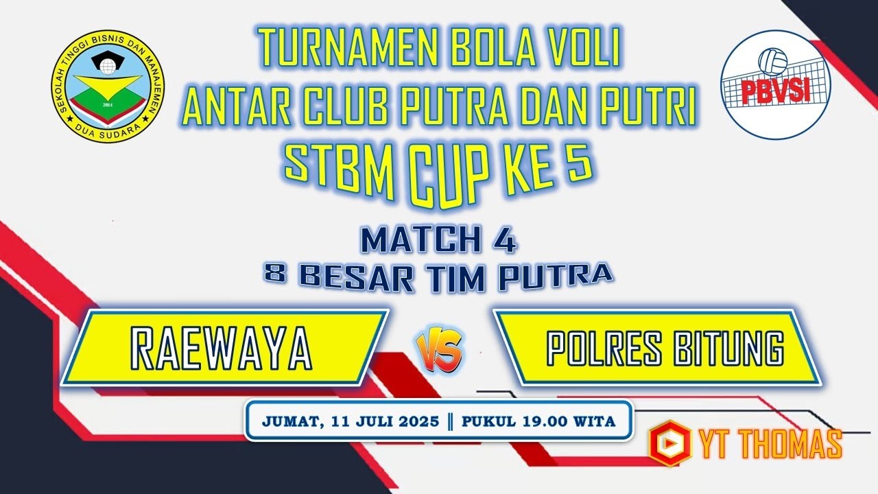 Pertandingan 8 Besar Putra antara RAEWAYA Vs POLRES BITUNG || STBM CUP ...