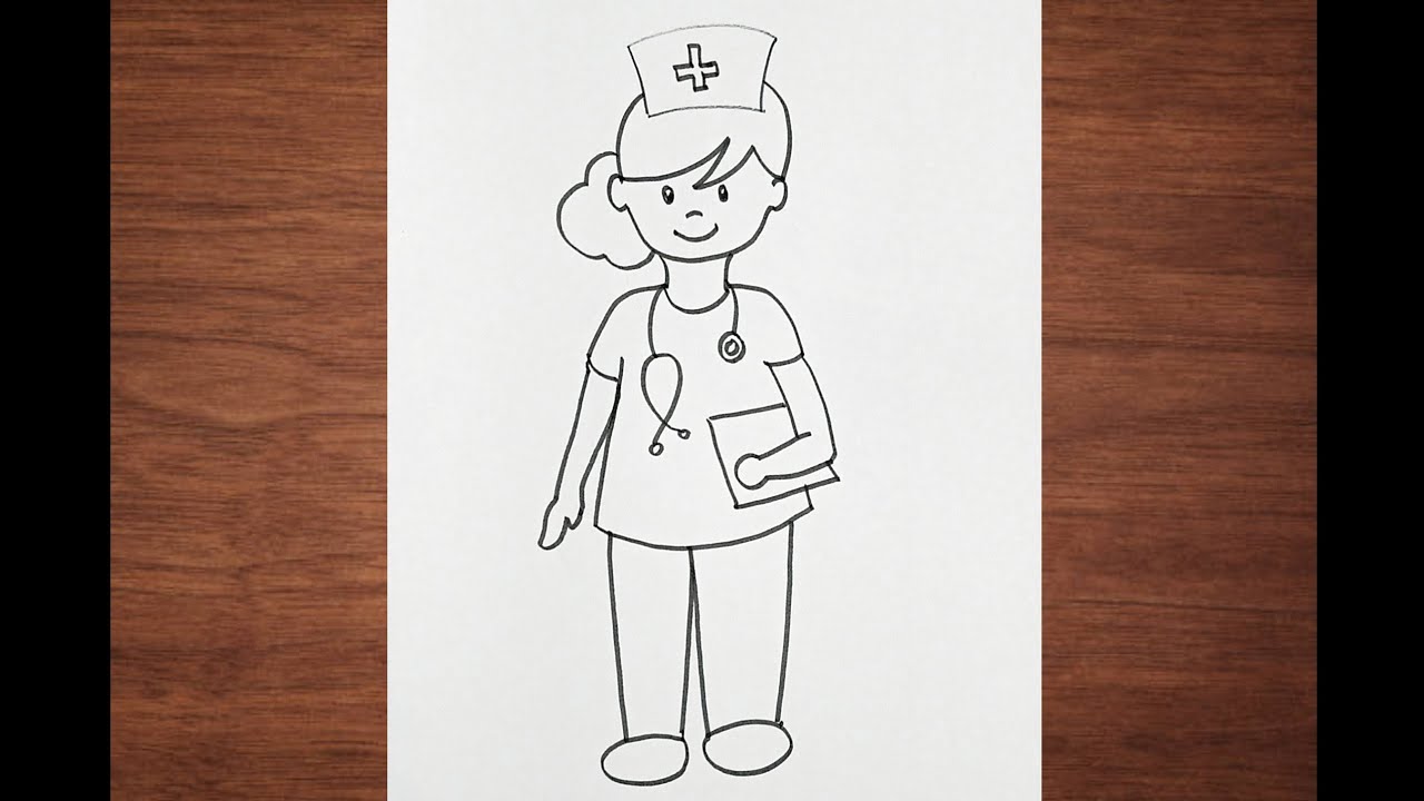 How to draw a nurse // very easy nurse drawing // nurse drawing step by ...