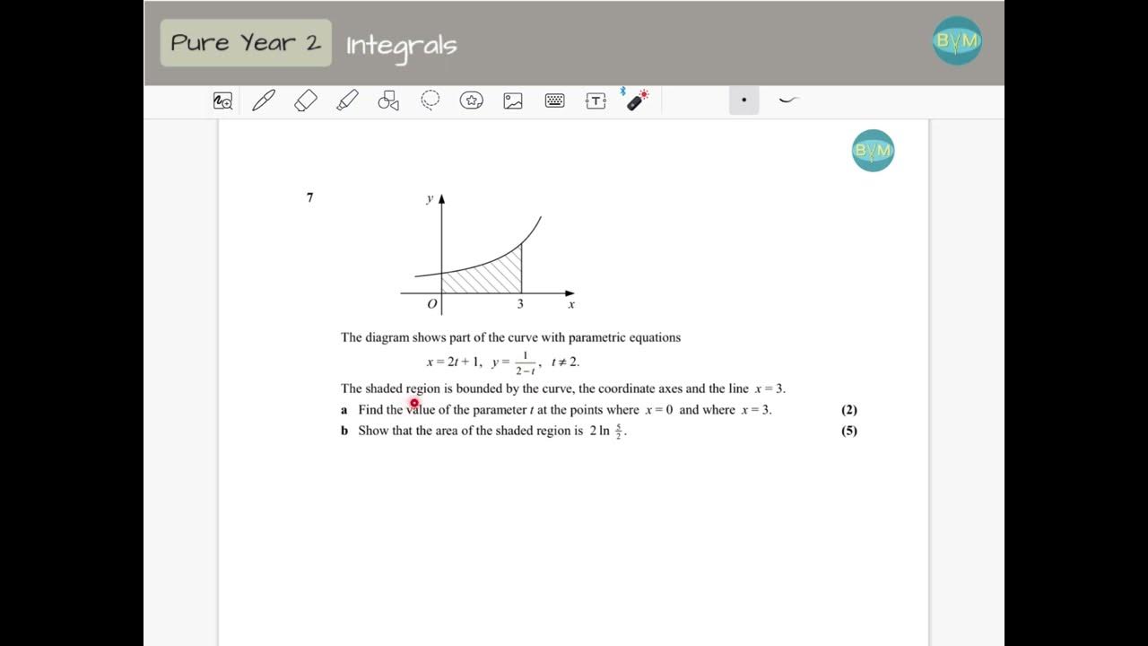 A Level maths Integrate parametric equations Q7 - YouTube