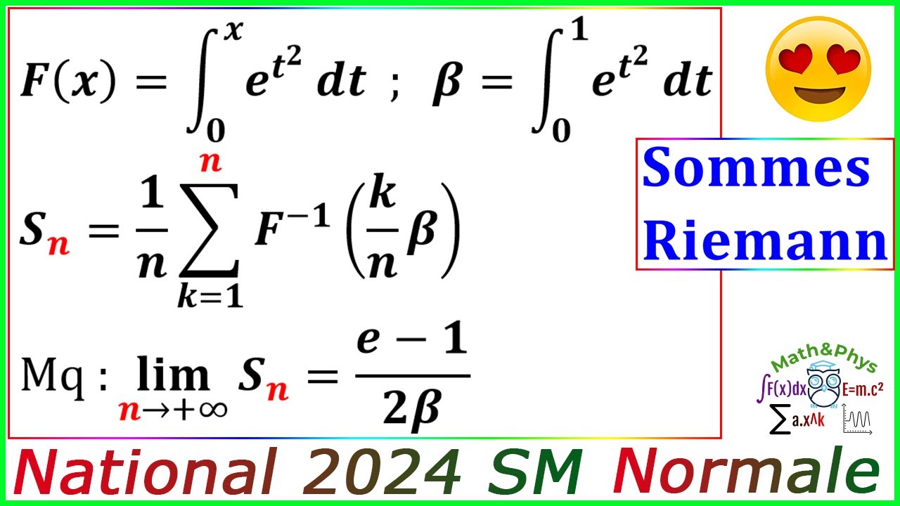 Examen National 2024 SM - Somme de Riemann - Calcul Intégrale - 2 Bac ...