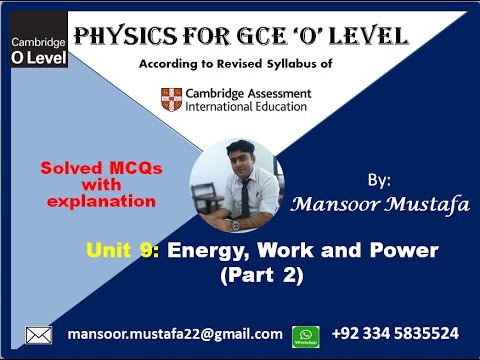 Energy, Work and Power MCQs with explanation for O level/IGCSE Physics ...