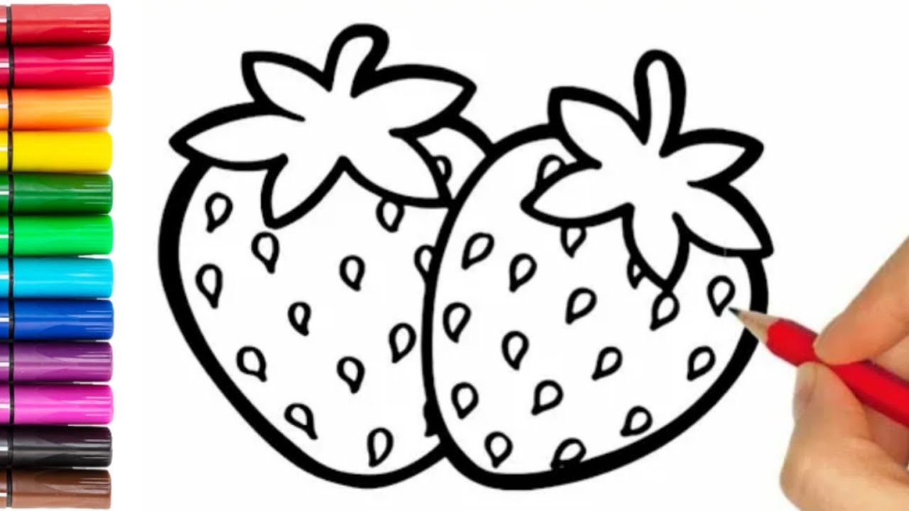 Strawberry Drawing,Coloring and Painting for Kids & Toddlers - YouTube