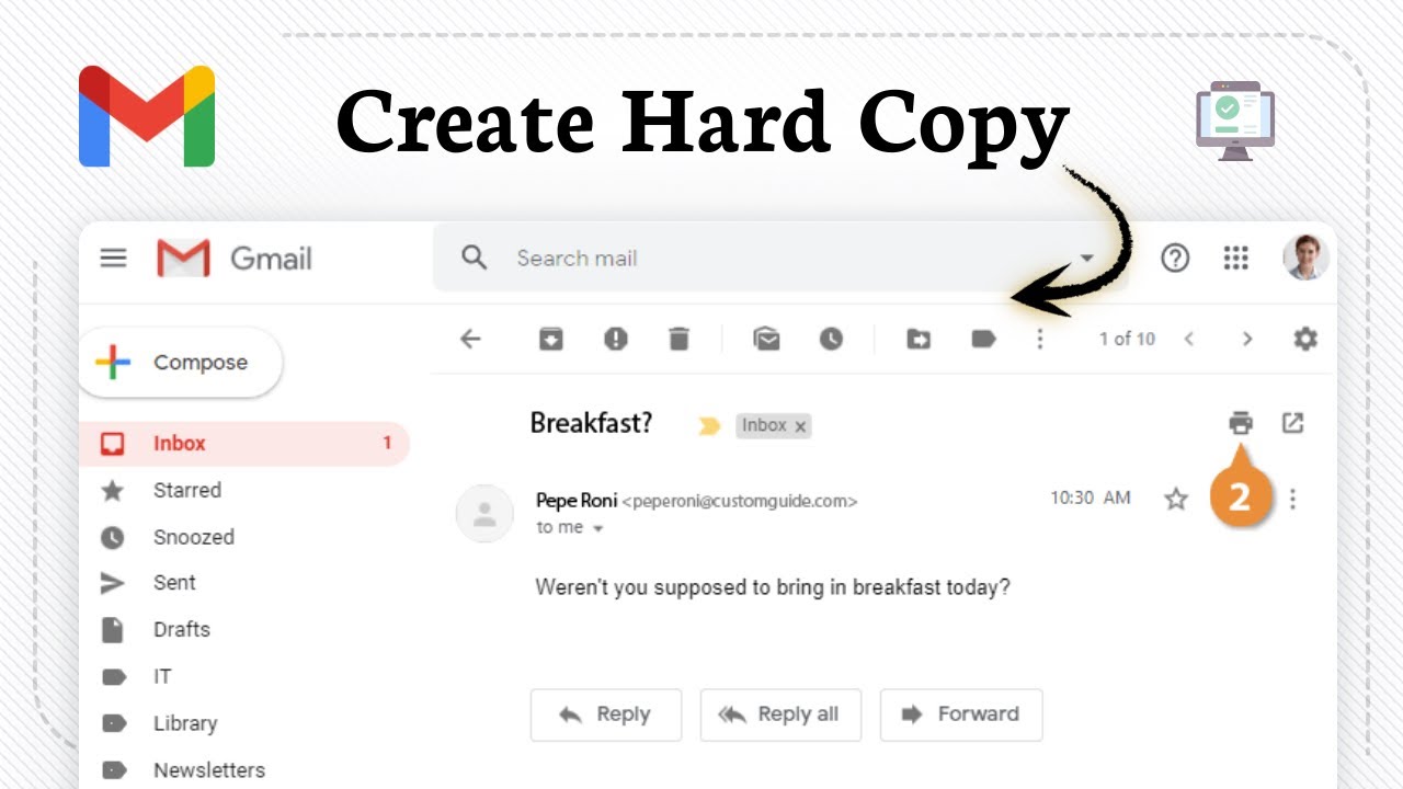 How to print an email from Gmail (Message Hardcopy) - YouTube