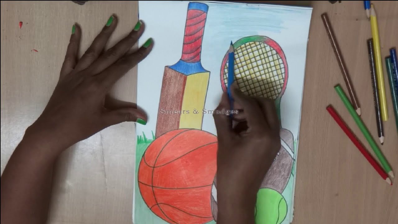 Easy Sports Drawing|Draw Sports Equipment | Step By Step Drawing - YouTube