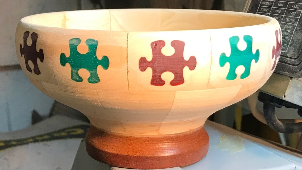 Puzzle Bowl - ArtResin CNC Wedgie Sled Segmented Turning - YouTube