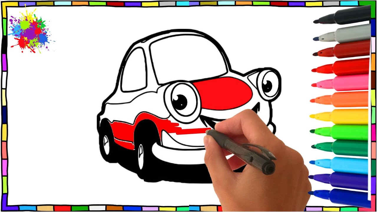 Drawings and Coloring a BEAUTIFULL CAR | Painting for Kids - YouTube