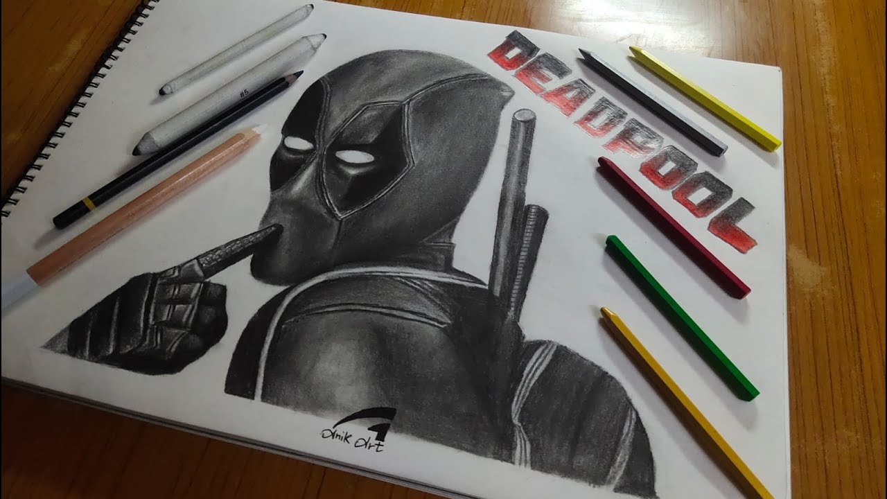 Deadpool | Complete Realistic Drawing time-lapse | Anik Art - YouTube