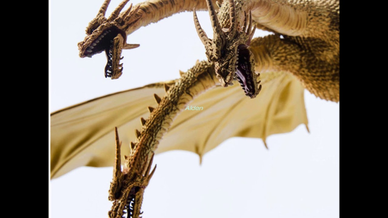 Golden King Ghidorah's roars aura and gravity beams - YouTube