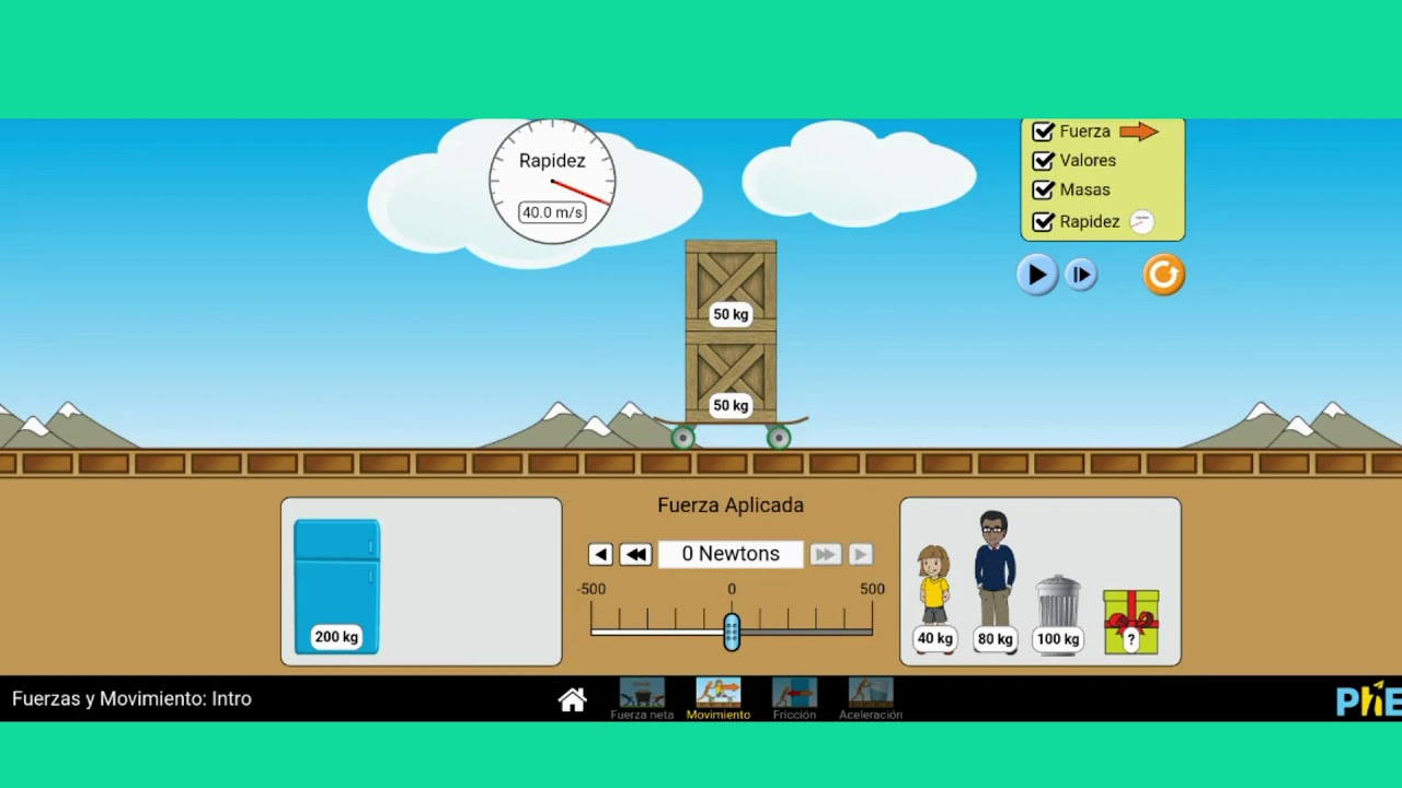 Como Utilizar Simulador phet Fuerza y movimiento - YouTube