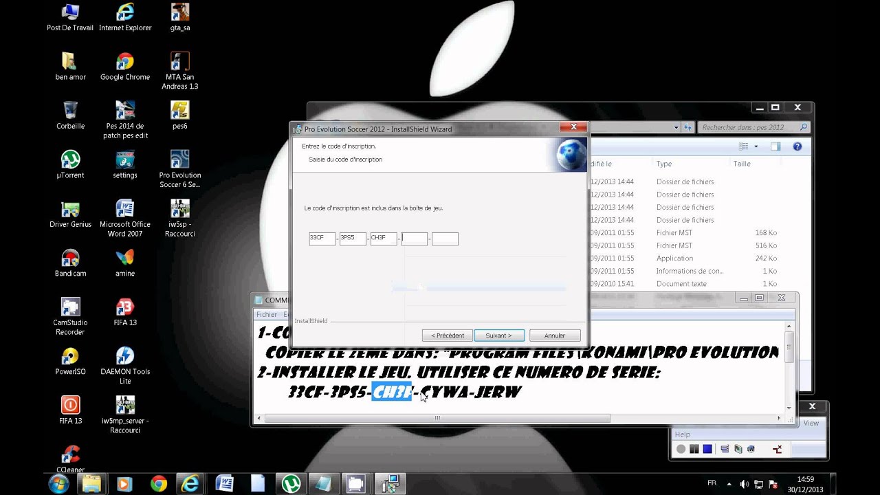 comment installer le jeu pes 2012 par CD - YouTube