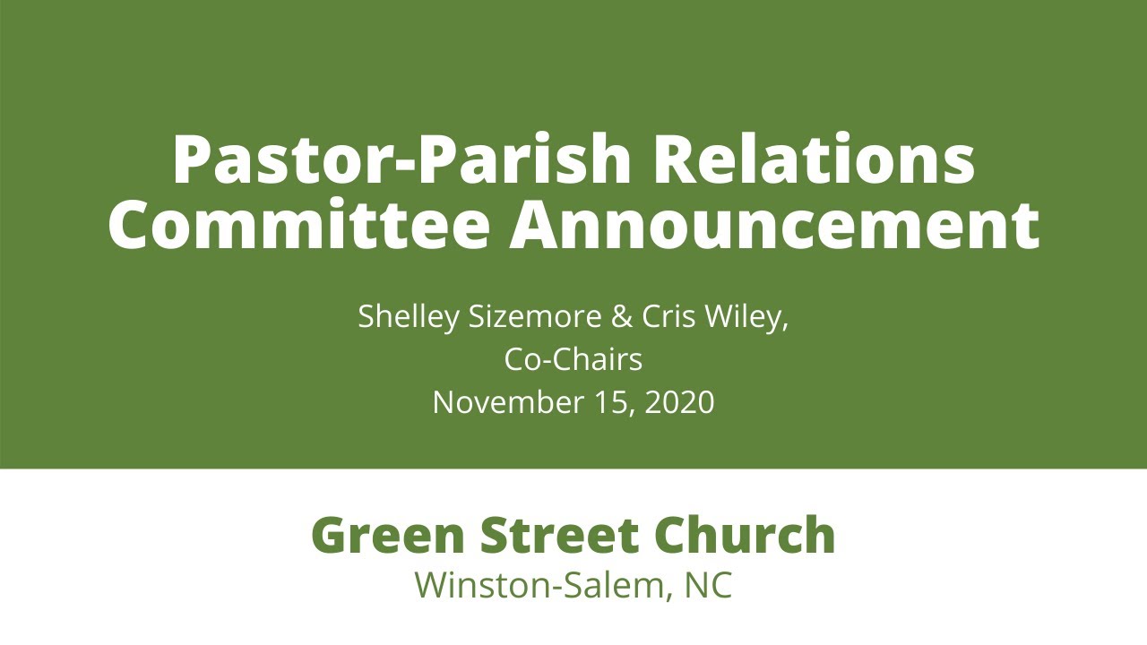 Pastor Parish Relations Committee (PPRC) Announcement 11-15-2020 - YouTube