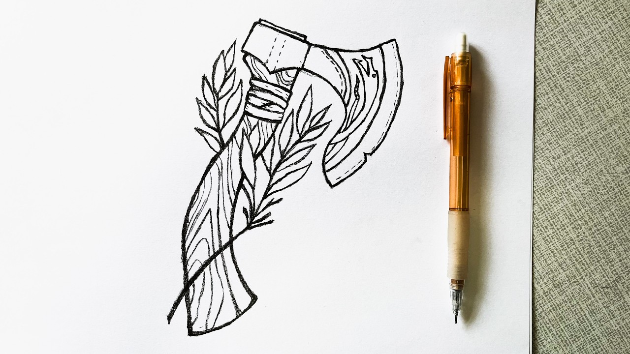 How to Draw an Axe Step by Step / Drawing an Axe ( Bushcraft ) / Easy ...