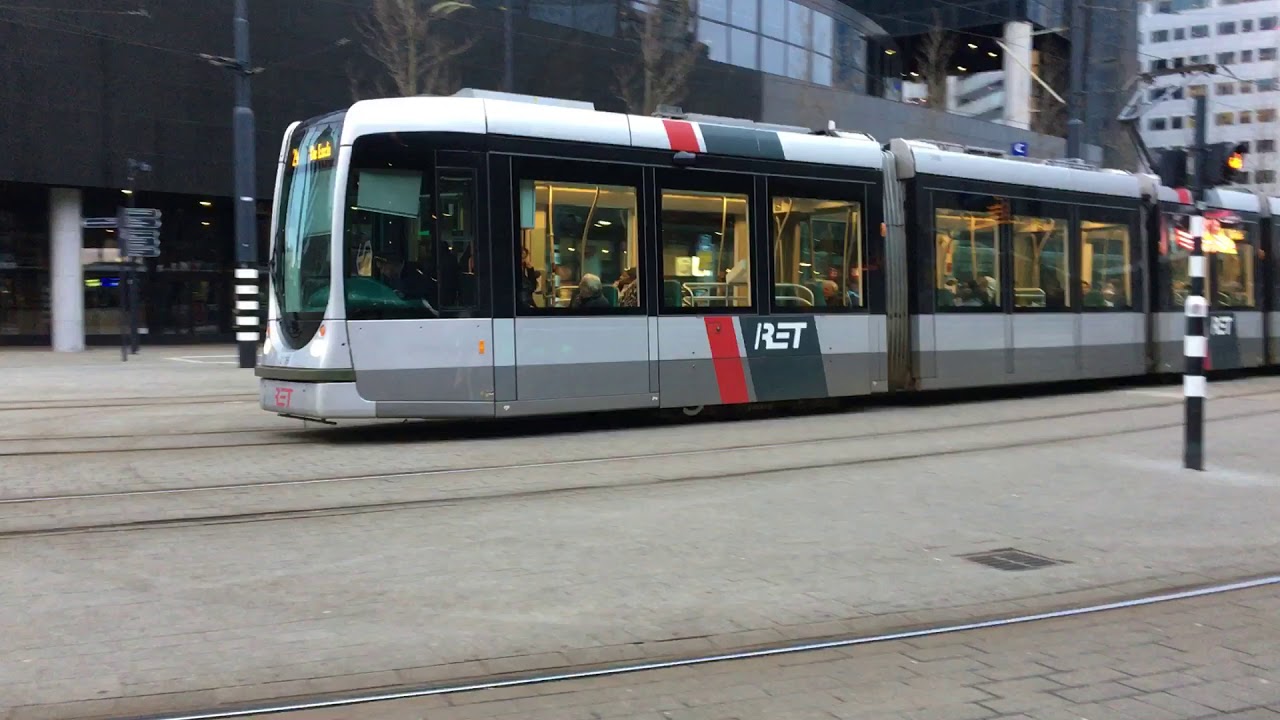 Tram 24 departs from tram stop Rotterdam-Centraal - YouTube
