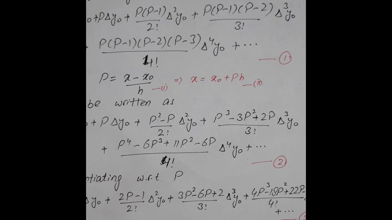 Derivative using Newton's forward interpolation formula (Numerical Analysis II lecture 2 - YouTube