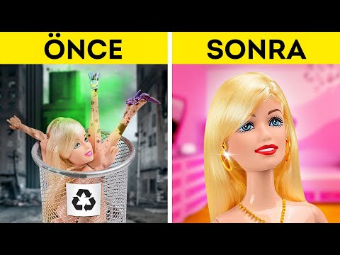 Barbie Dönüşümü! 😍🤩 Barbie Bebek Makyajı Hileleri Ve El İşleri 🌈