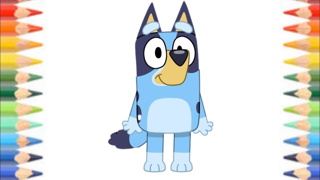 how to draw Bluey l Bluey drawing l colorful 💚💜 drawing l drawing for ...