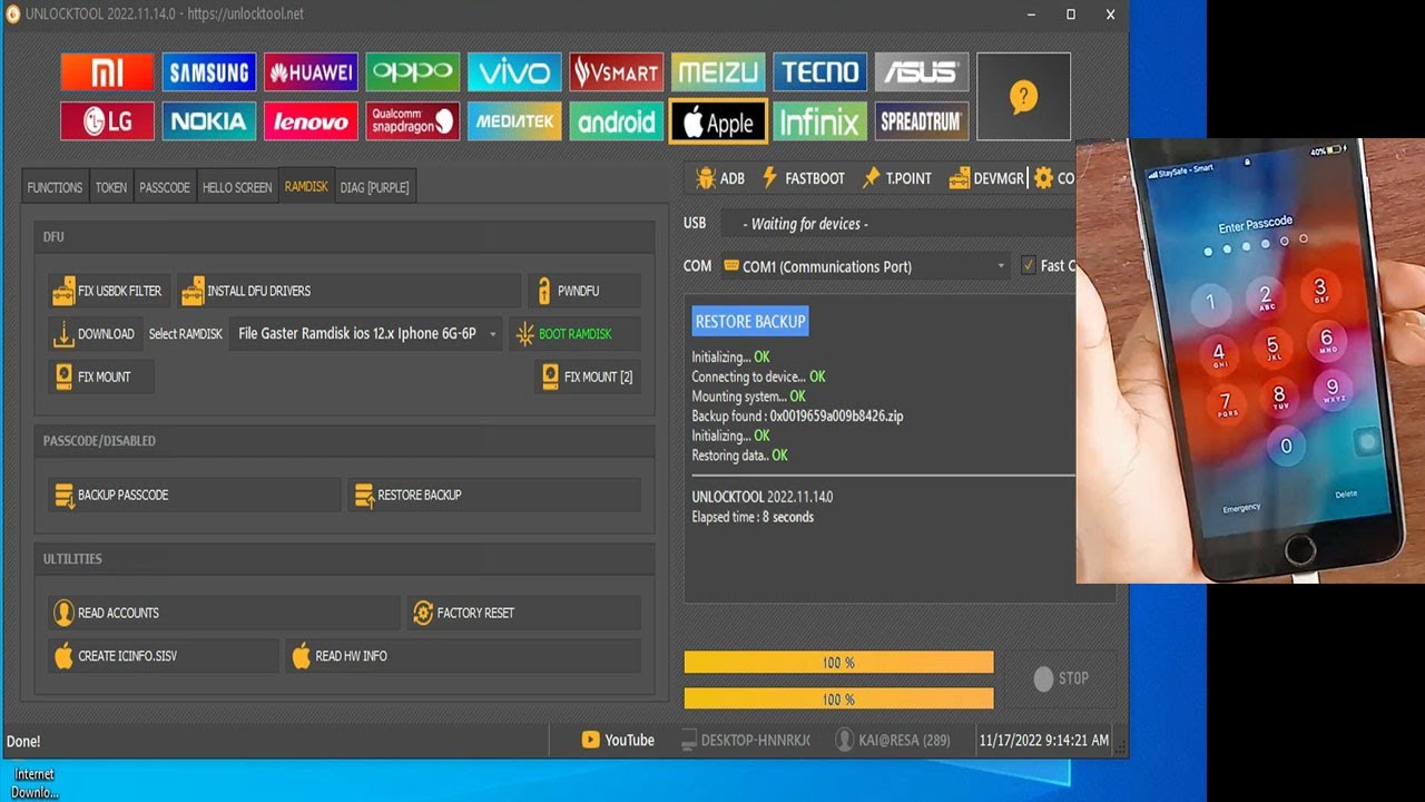 iphone 6 plus 6g Bypass Passcode Only Windows UnlockTool | iphone 6G/6P ...