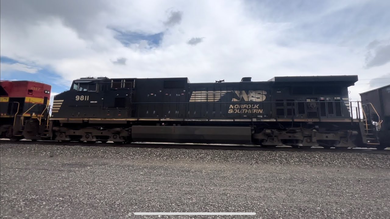 BNSF #9069 Leading & Great NB Mega Empty Coal With Elephant Style KCS & NS Unit 5/27/23 - YouTube