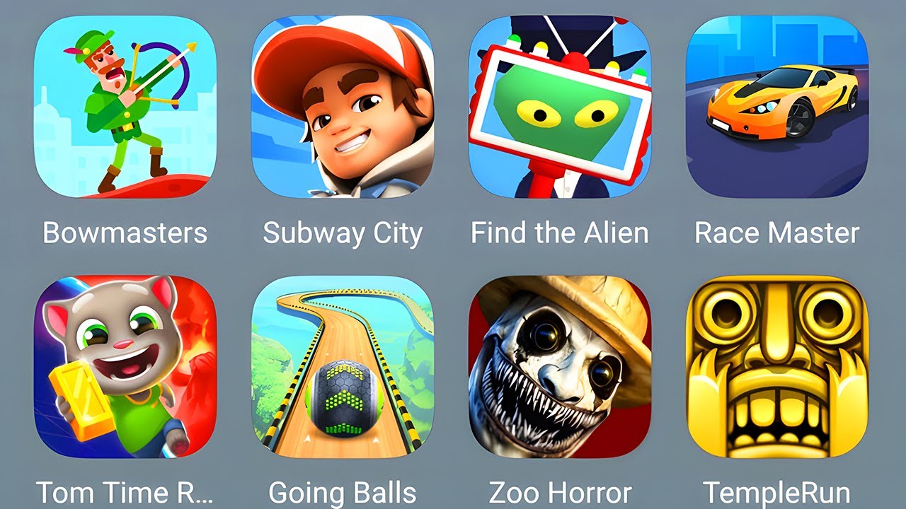 Bowmasters, Subway Surfers City, Find The Alien, Race Master, Tom Time ...