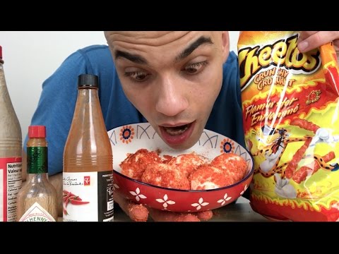 Flamin Hot Cheetos Eggs Marinated In Hot Sauce Challenge (Spiciest Eggs ...