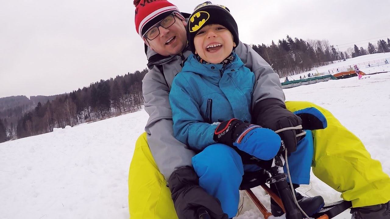 Winter Playground Family Play - Snow Slides Fun and Ice Skating - YouTube
