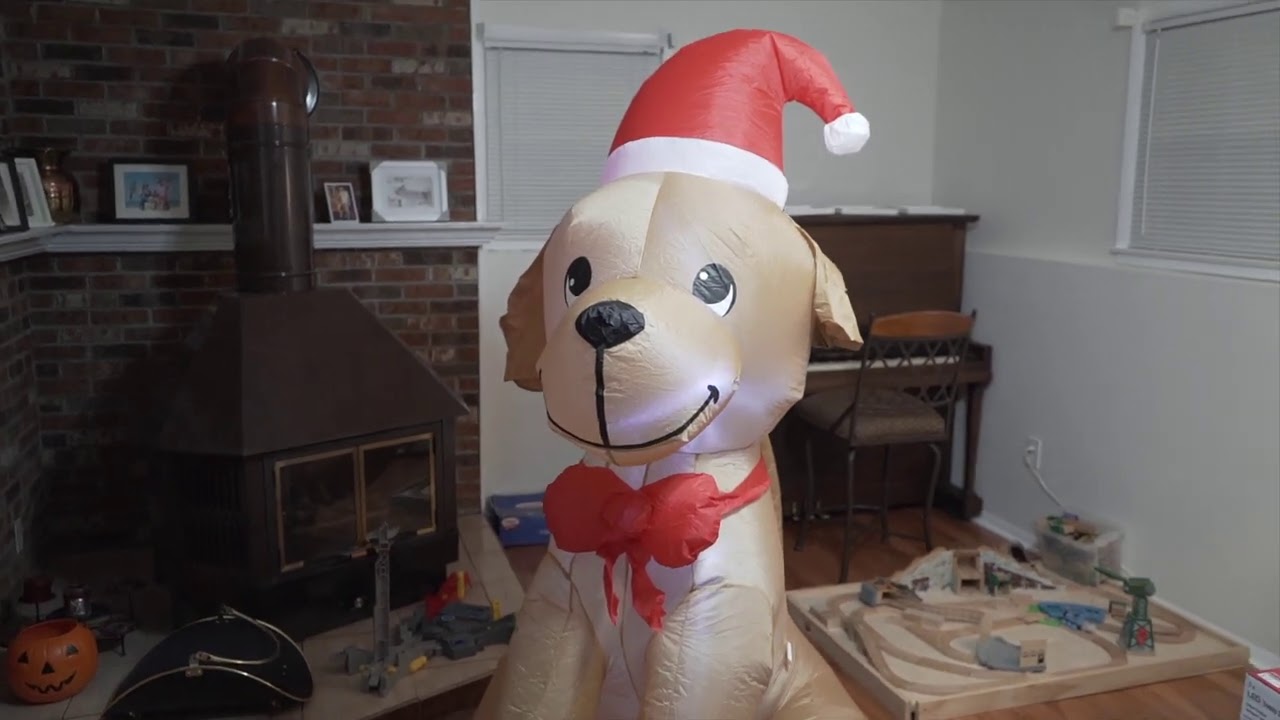 Golden Retriever Airblown Inflatable Christmas 2020 4K unboxing - YouTube