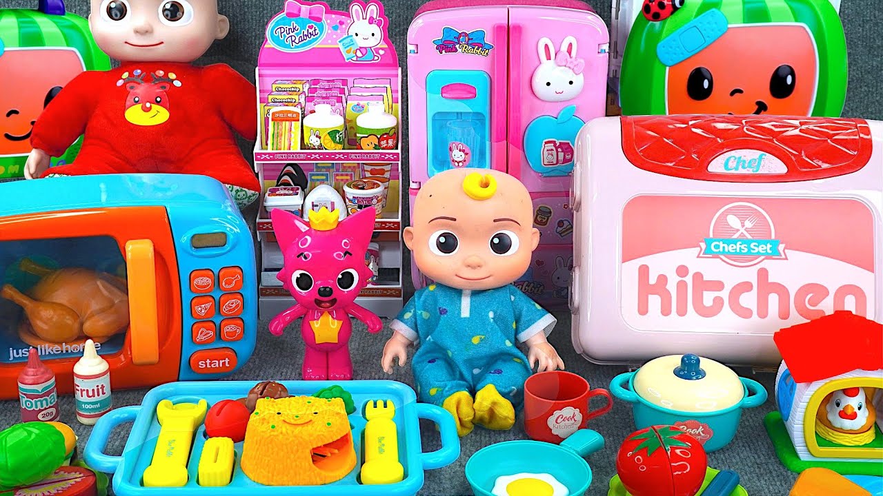 64 Minutes Satisfying with Unboxing COCOMELON Kitchen Cooking Pretend ...