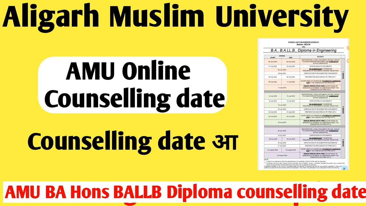 AMU online counselling Notice 2023 AMU Online Counselling date आ गया BA ...