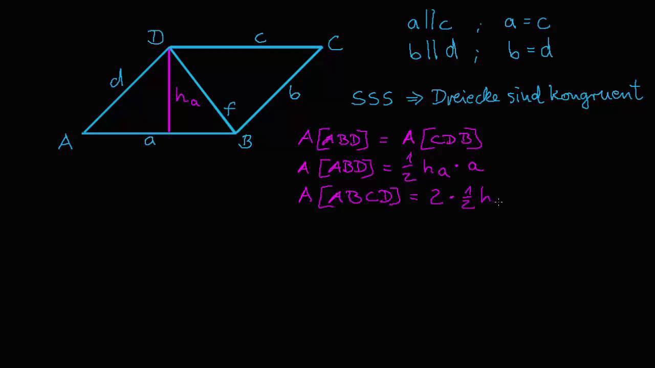 Fläche eines Parallelogramms - Beweis - YouTube