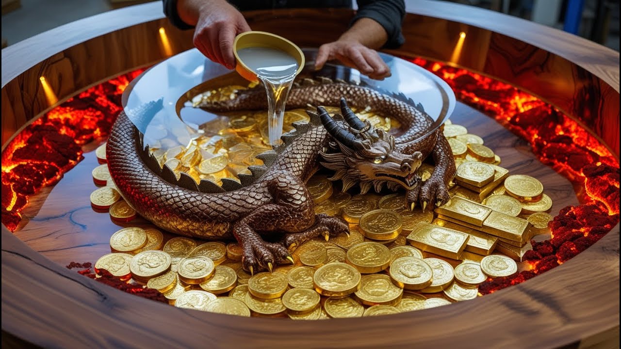 [Close Up] They Locked a Dragon on 0.5KG of Gold… Inside Epoxy with ...
