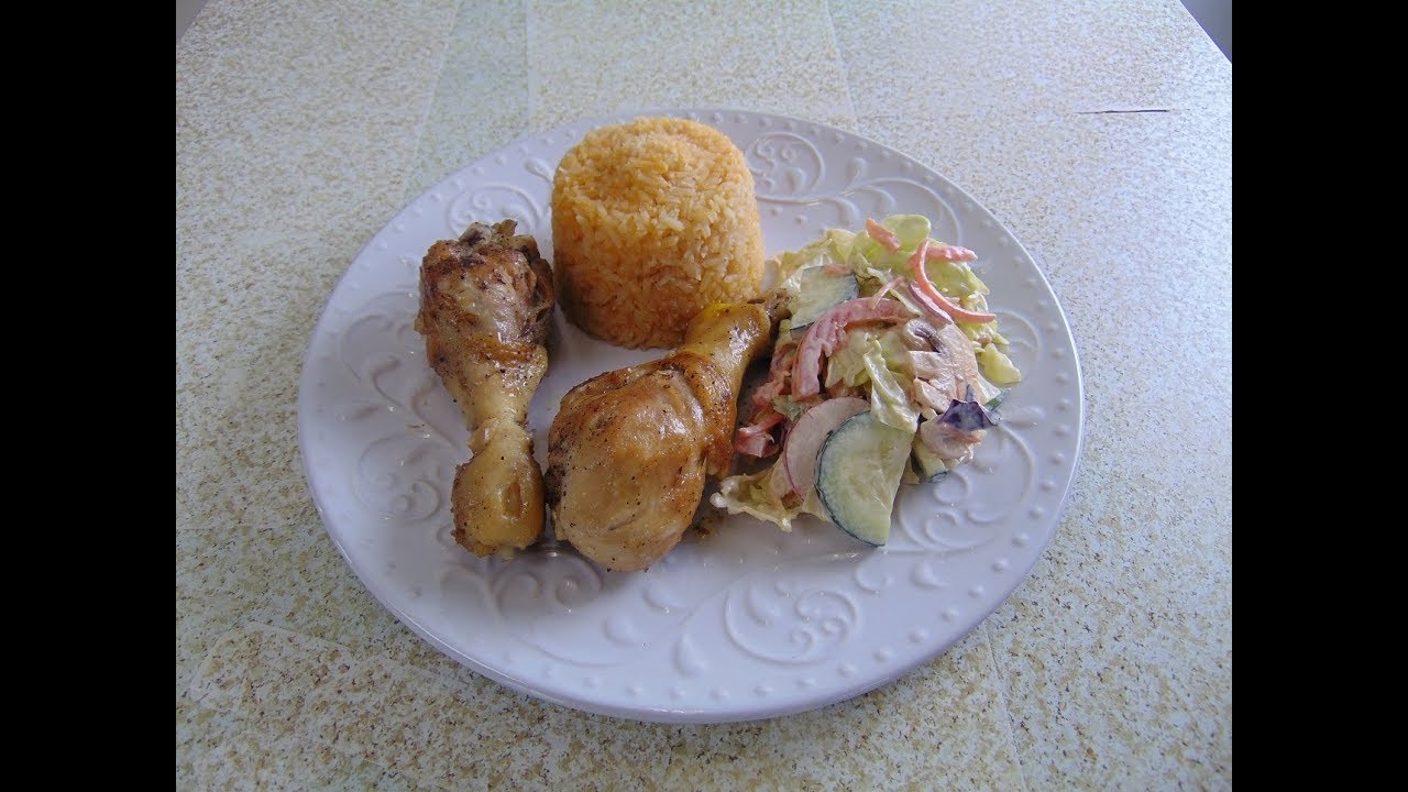 Pollo dorado Con Ensalada y arroz Rico y Facil!! - YouTube