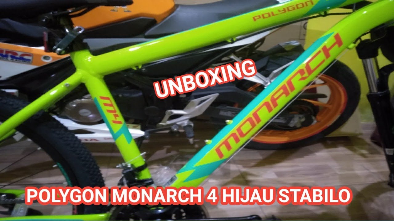 Unboxing sepeda MTB Polygon Monarch 4 Hijau stabilo Murah - YouTube