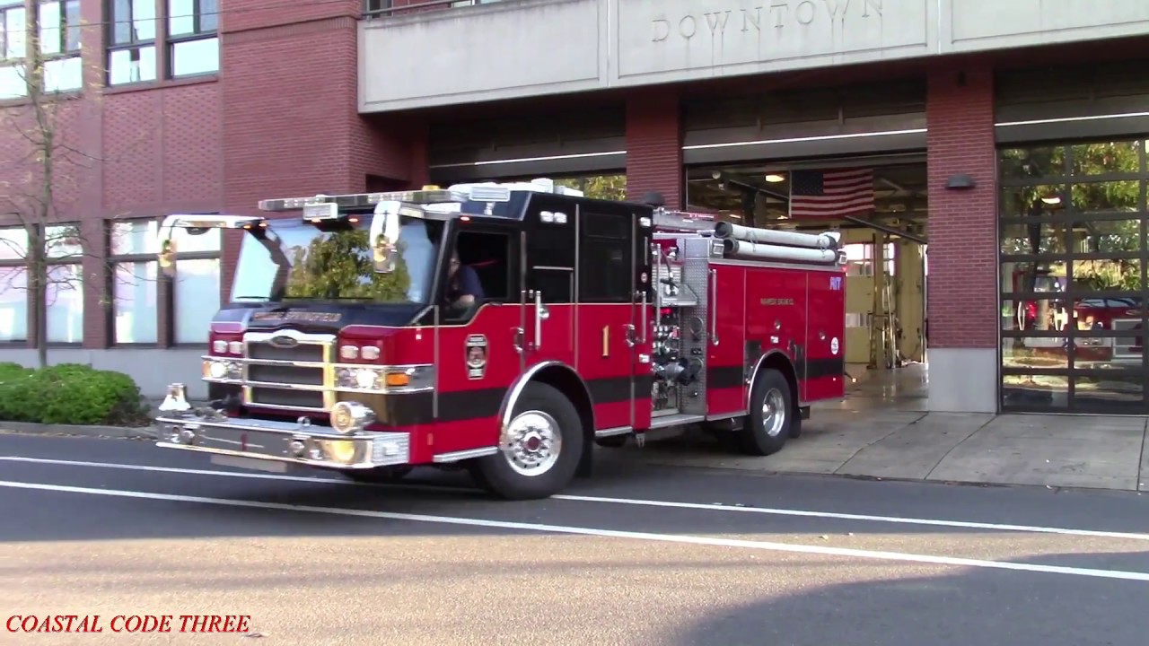 Eugene Springfield Fire and EMS Station 1 code one response compilation ...