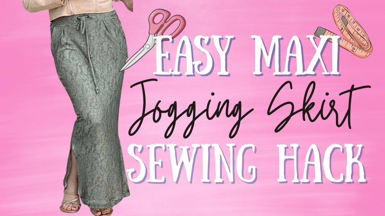Easy Maxi Jogging Skirt Sewing Hack Tutorial - Full Bum Adjustment - Grommets - YouTube