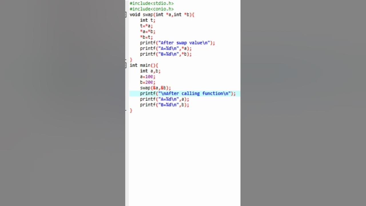Coding C Program Swap Numbers Youtube