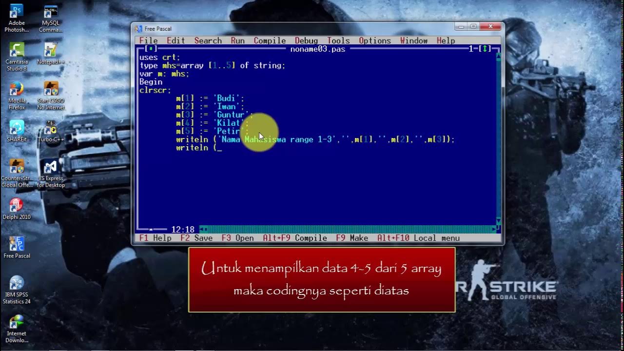 How to Make programing array statis with free pascal - YouTube