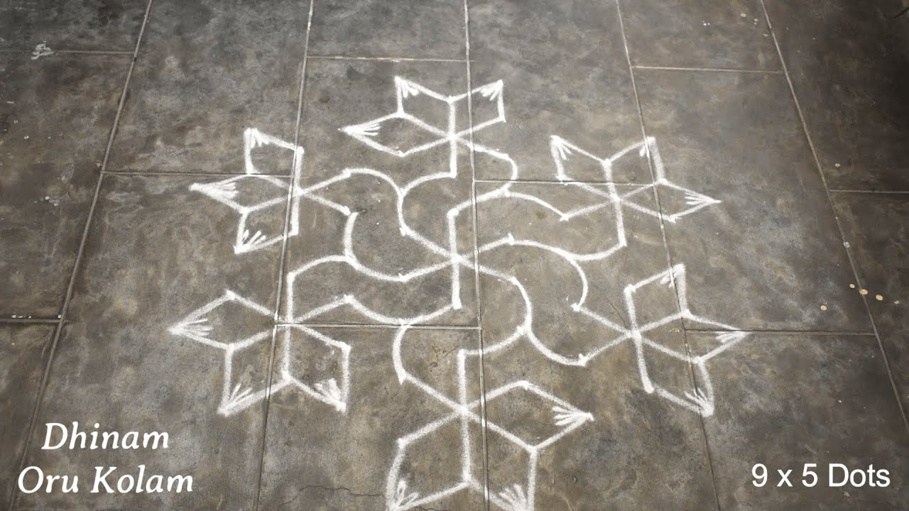 9 x 5 Trendy Star Kolam Design | Simple Star Rangoli Kolam | Apartment ...