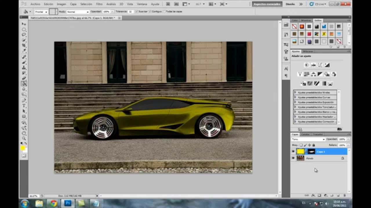 Cambiar color a un auto con photoshop cs5 - YouTube