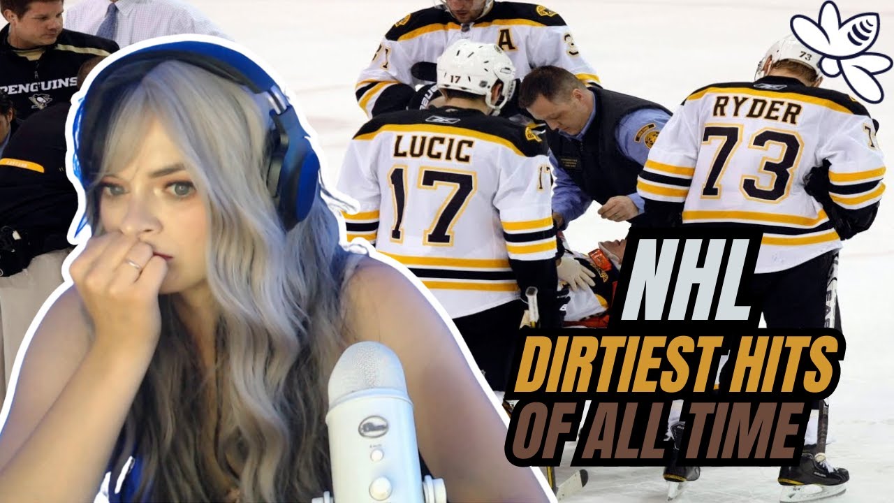 Reacting to NHL Dirtiest Hits Of All Time | Girl React - YouTube