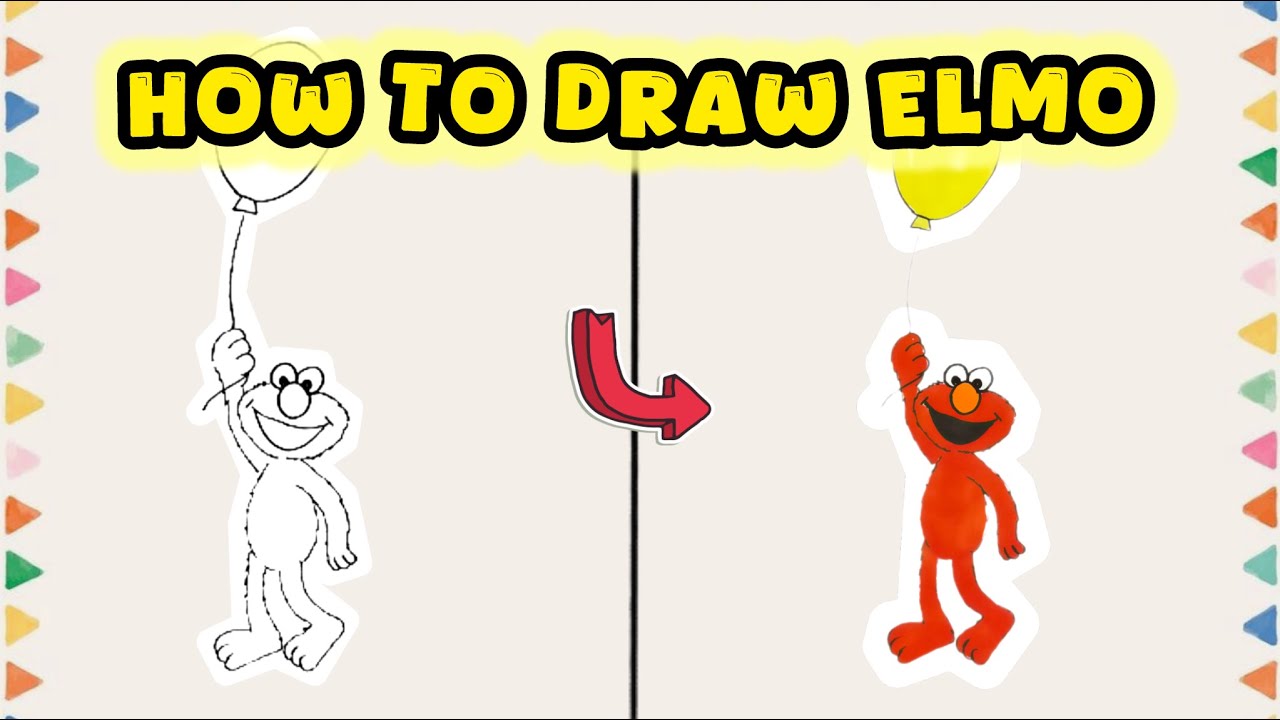 How to Draw Elmo from Sesame Street – Easy Red Monster Drawing - YouTube