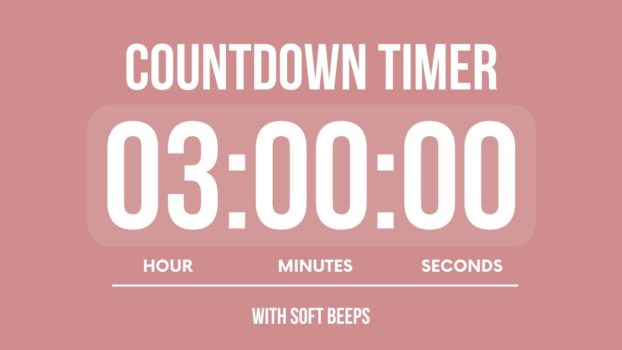3 HOURS COUNTDOWN TIMER ⏳ WITH SOFT ALARMS 🌸⏰ - YouTube