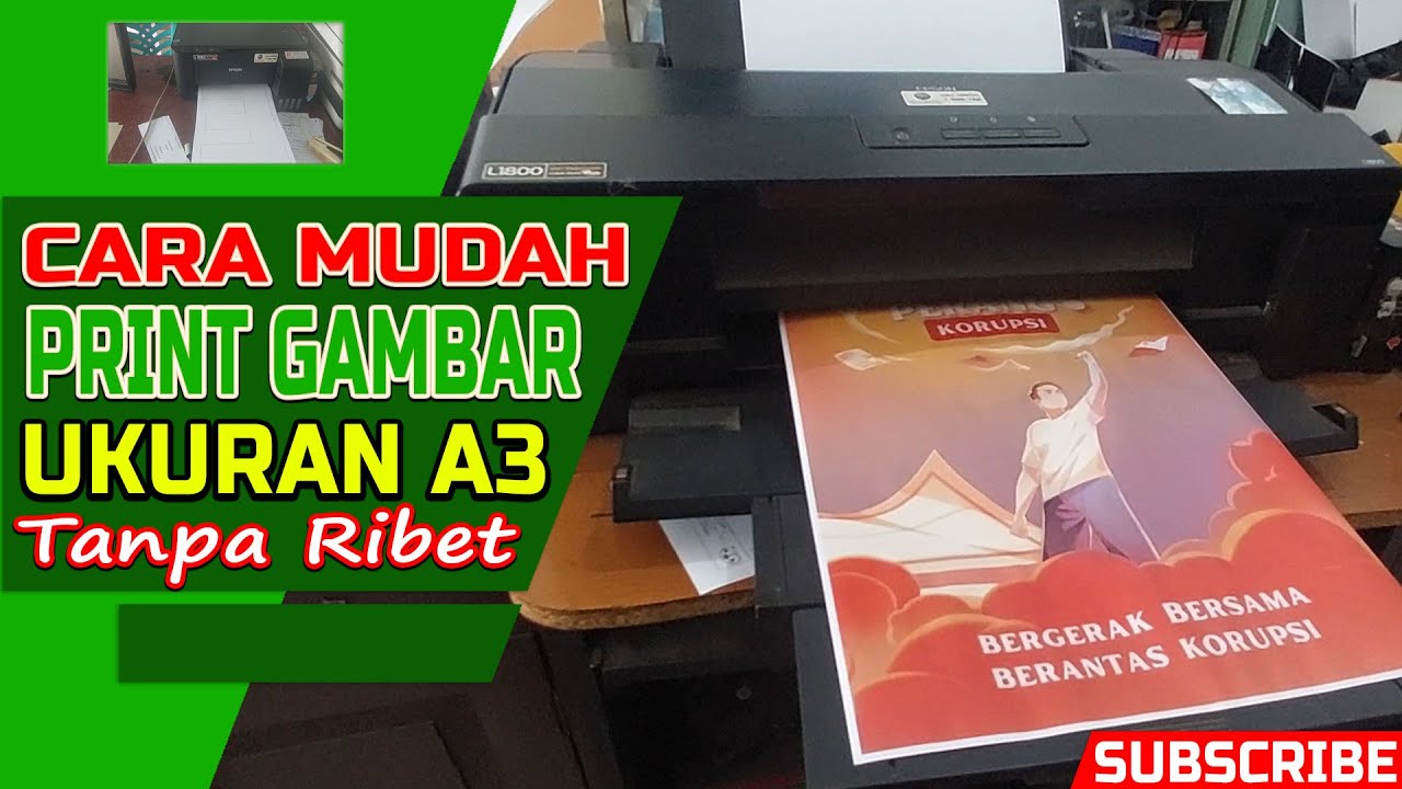 cara mudah print gambar ukuran a3 - YouTube