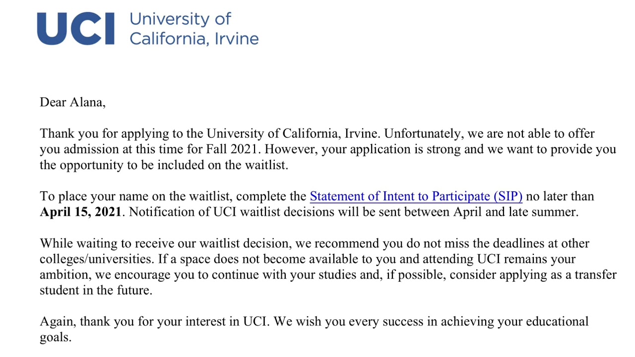 My reaction to being put on an admissions waitlist by UC Irvine - YouTube