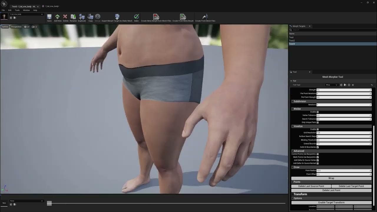 Unreal Engine Mesh Morpher - Wrap Mesh (Sneak peak/WIP) - YouTube