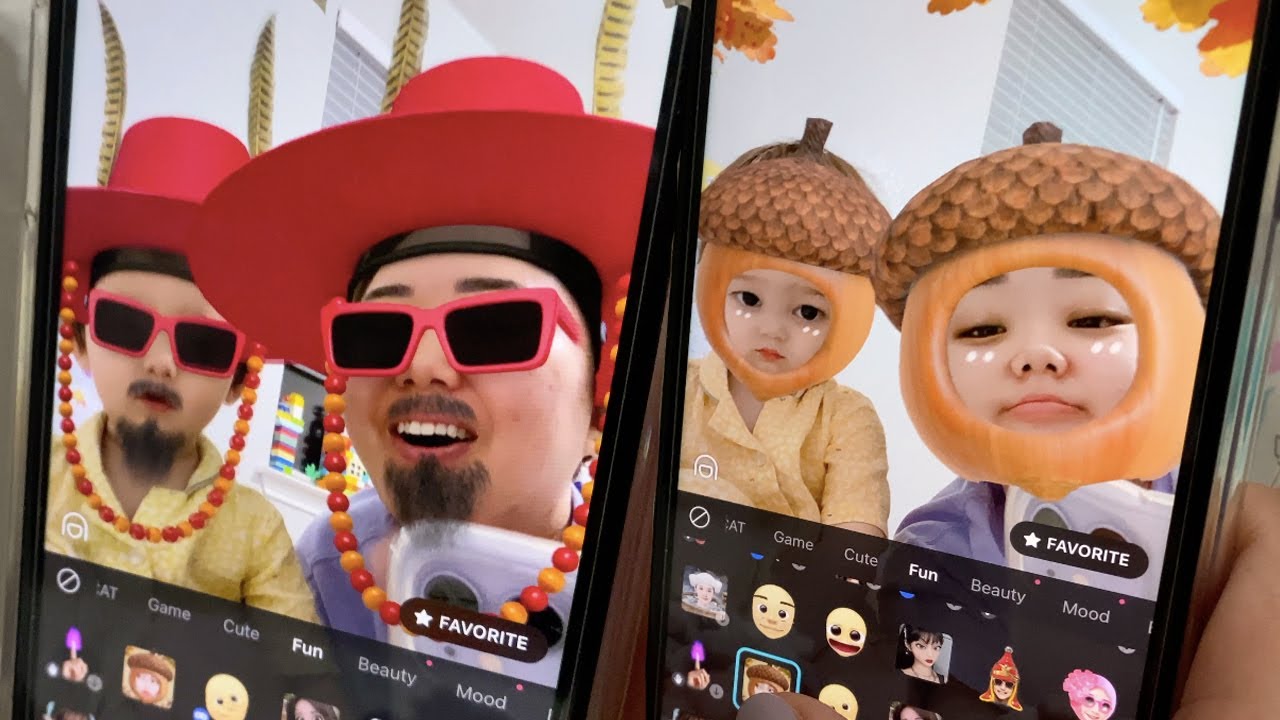 스노우 어플 가지고 놀기 주니랑 이모랑 Playing with Korean photo filter app - SNOW - YouTube