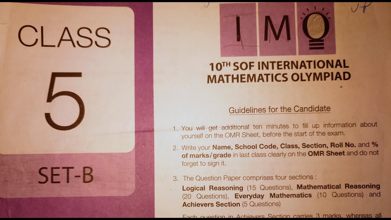 IMO GRADE 5 #Part 2, Mathematical Reasoning - YouTube