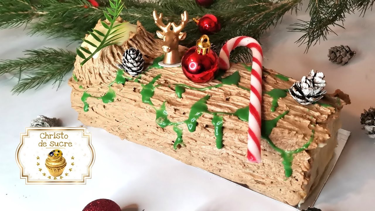 🎄recette de la bûche de Noël 🎅 ( génoise, ganache montée chocolat lait ...
