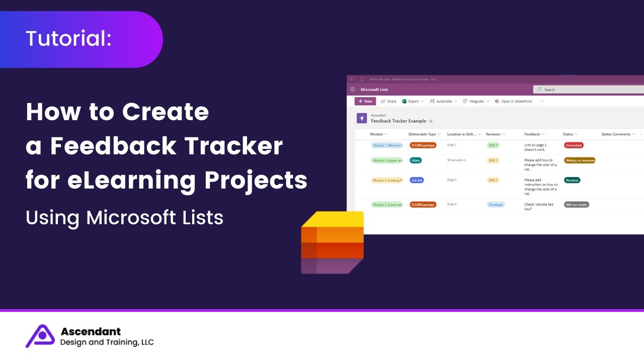 How to Create a Feedback Tracker for eLearning Projects Using Microsoft ...